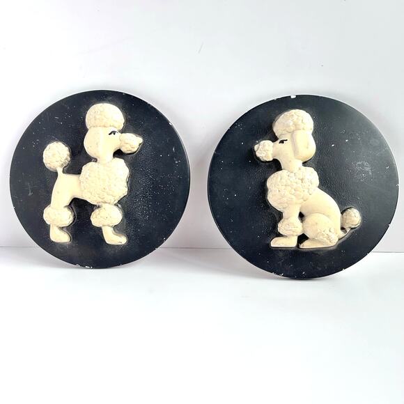 Miller Studios | Accents | Vintage Danish Chalkware Two White Poodle ...